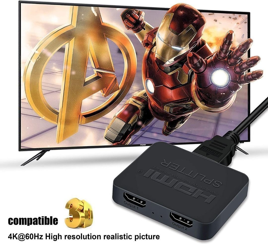 HDMI Splitter 4K@60Hz, avedio links HDMI Splitter 1 in 2 Out, HDMI2.0b ...