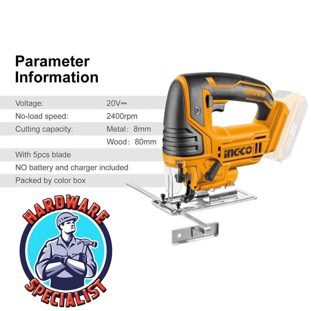 Ingco CJSLI8501 P20 Lithium-Ion Cordless Jigsaw (Bare Unit) Jig Saw ...