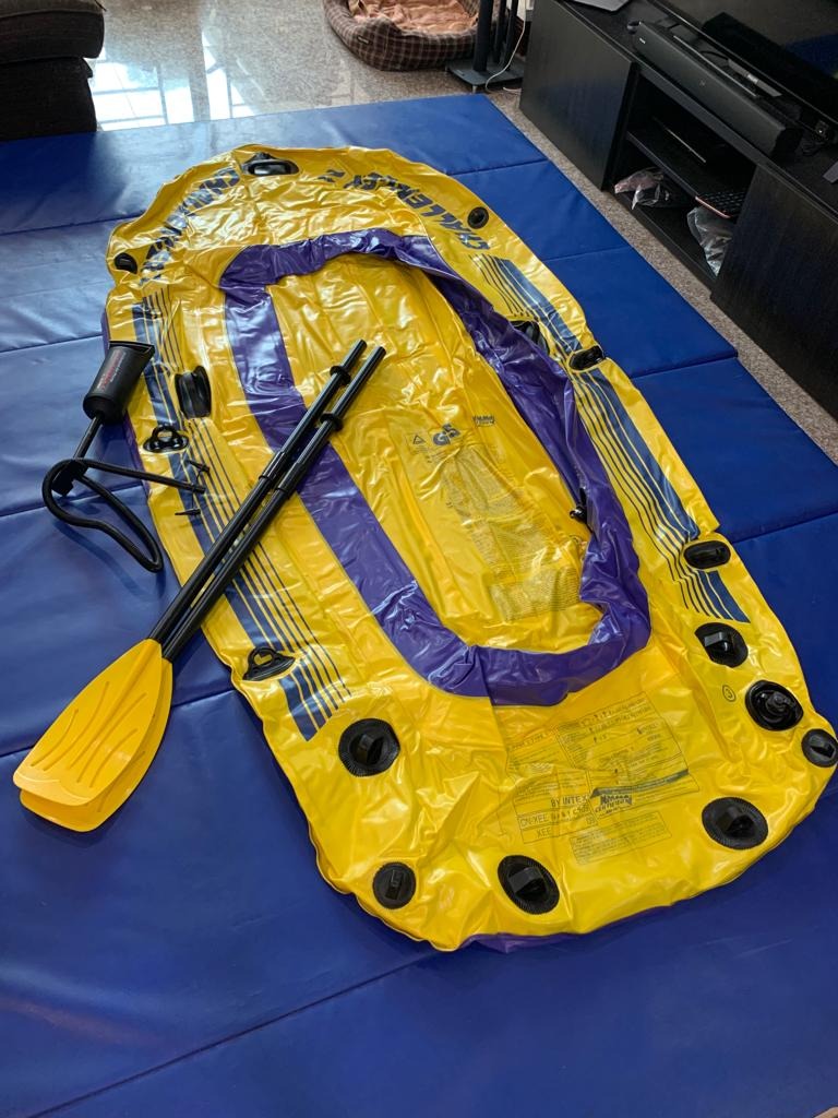 Intex inflatable boat with free life jackets, Sports Equipment, Sports ...