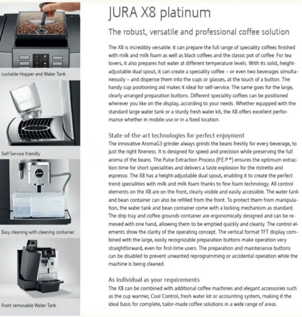 JURA X8 Platinum, TV & Home Appliances, Kitchen Appliances, Coffee Machines & Makers on Carousell