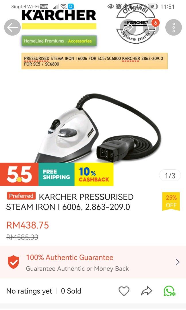 Karcher Steam Pressure Iron I 6006, TV & Home Appliances, Irons ...