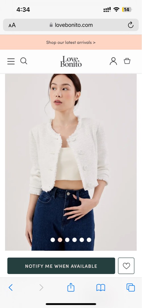 LB Love Bonito Marlowe Tweed Crop Outer, Women's Fashion, Coats ...