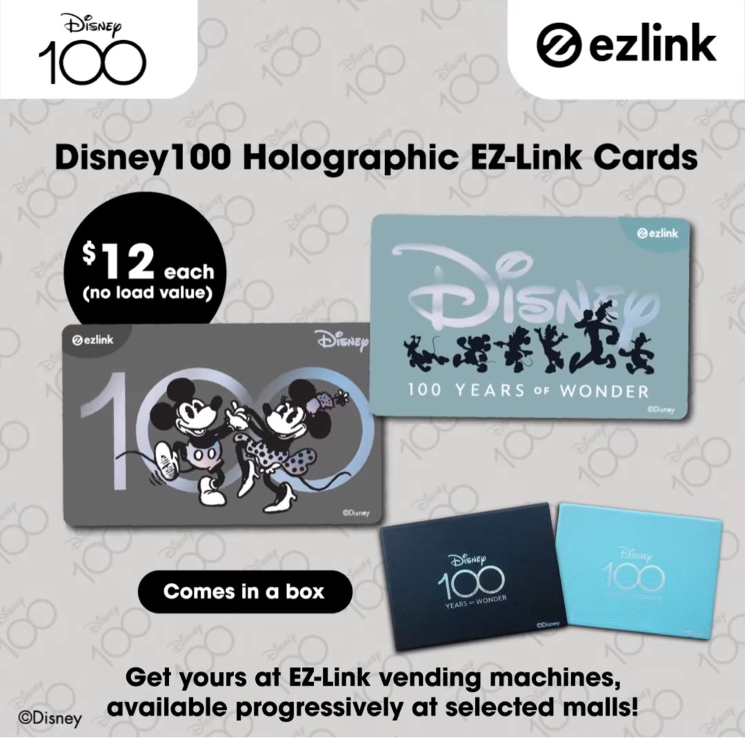 Limited Edition Disney 100 Ezlink Card (2 cards), Hobbies & Toys ...