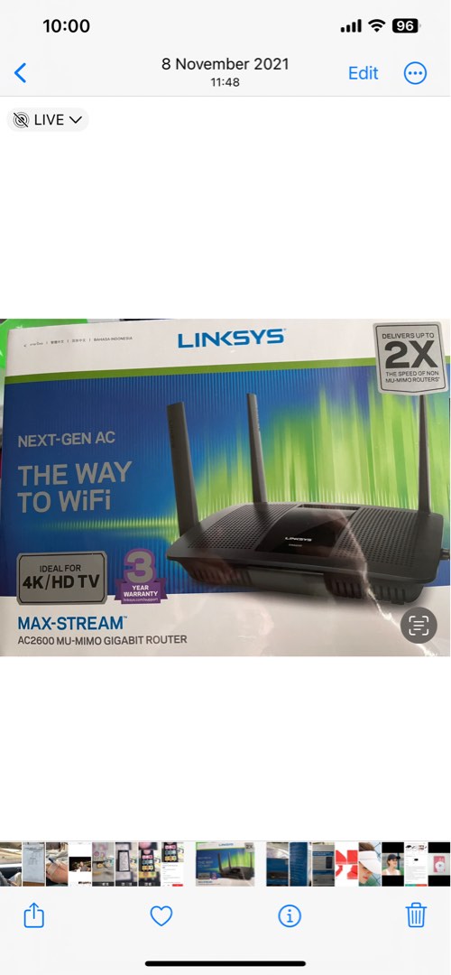 Linksys max stream AC2600 MU-MIMO gigabit router, Computers & Tech ...