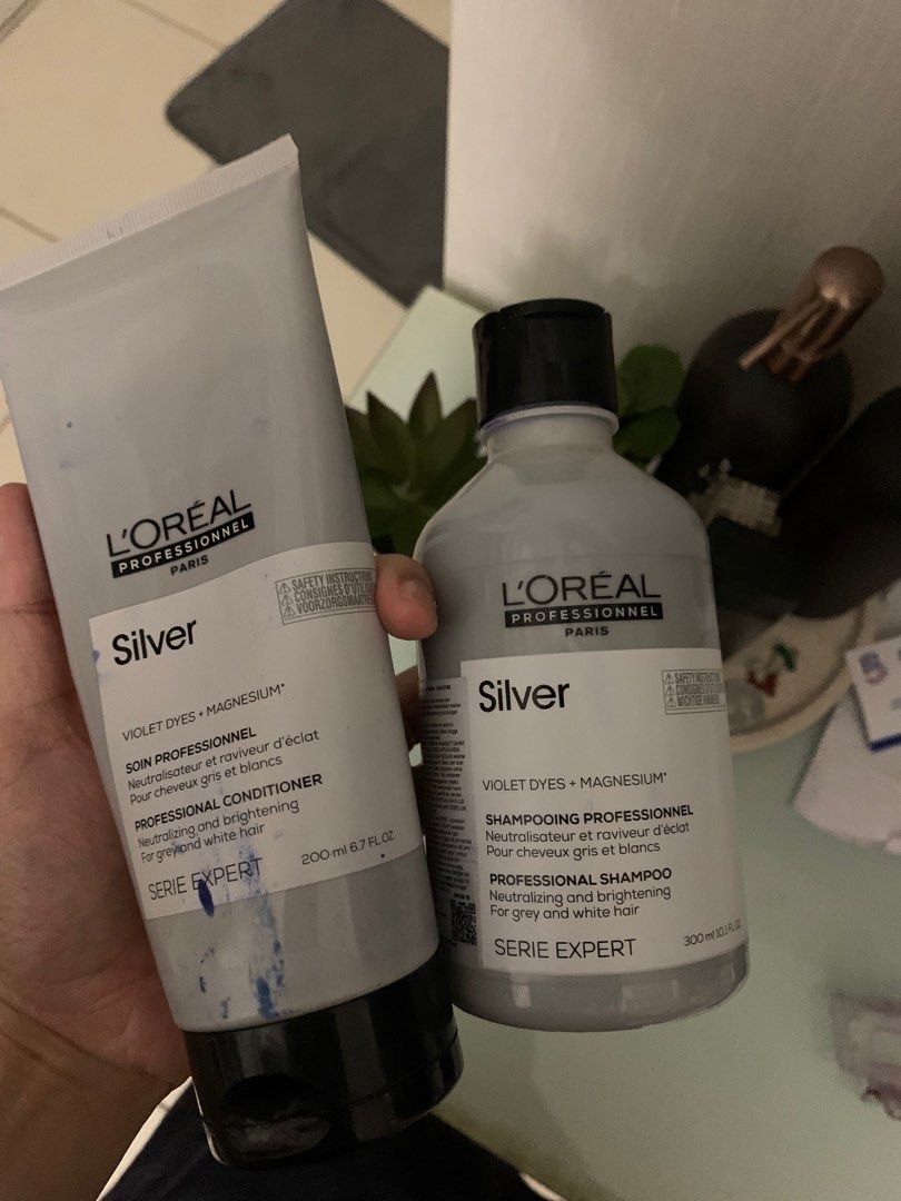 Loreal Silver Shampoo & Conditioner, Kesehatan & Kecantikan, Perawatan ...