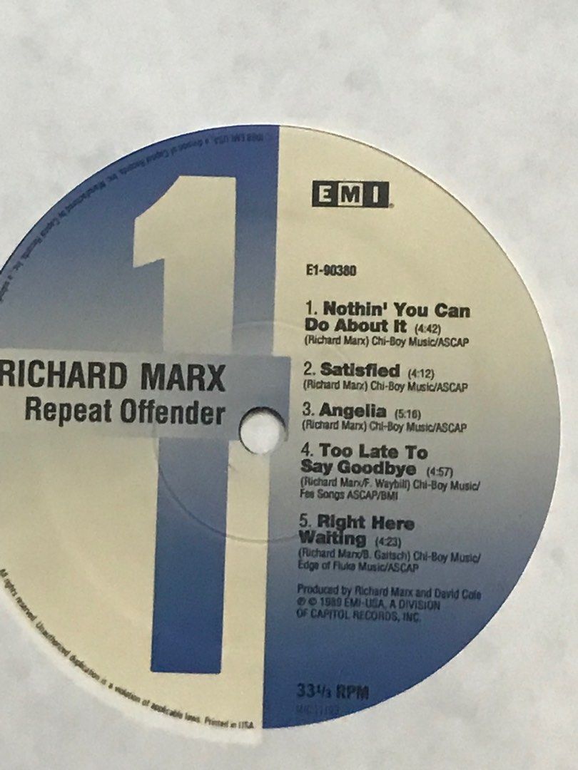 LP - Richard Marx- Repeat Offender USA pressing, Hobbies & Toys, Music ...