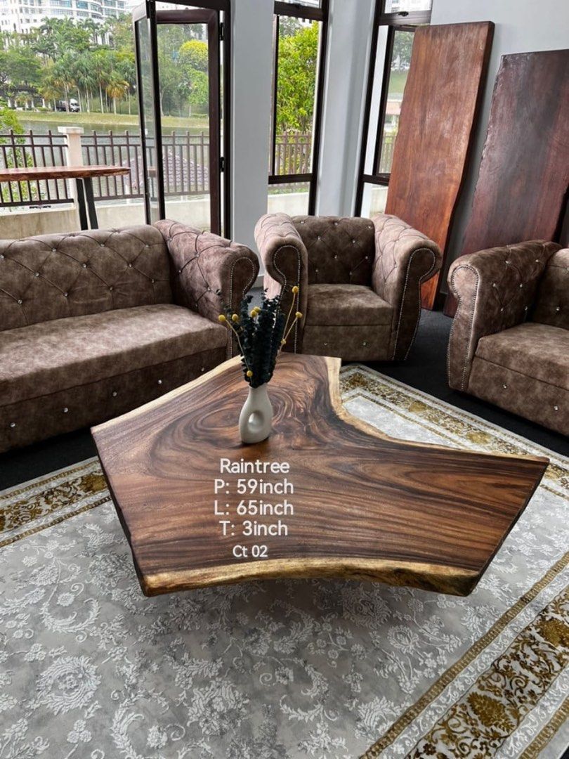 Meja raintree slab wood, Furniture & Home Living, Furniture, Tables ...