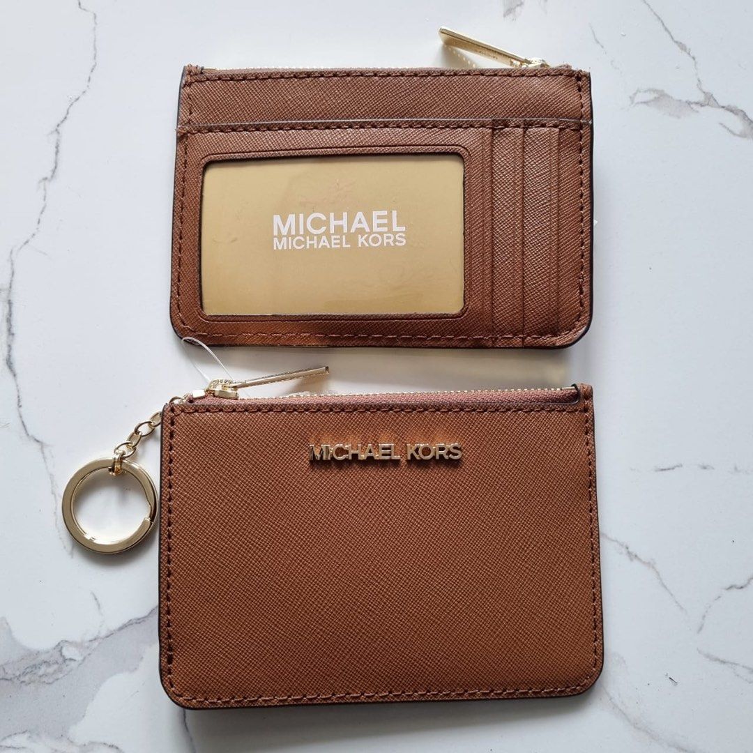 Michael kors Mk small coin pouch card wallet with id luggage brown ...