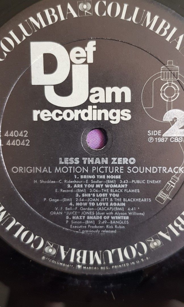 Movie Less Than Zero soundtrack lp vinyl record, Hobbies & Toys, Music ...