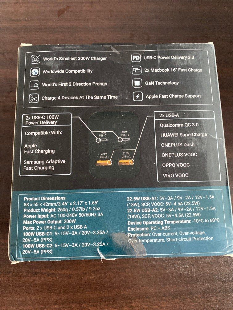 Omega 200W Charger Adapter GaN Technology Smalleat, Computers & Tech ...