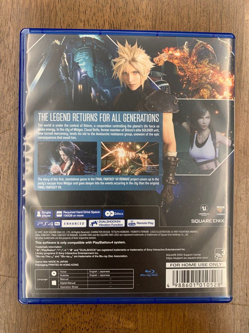 PS4 Final Fantasy 7 (FF7) Remake, Video Gaming, Video Games ...