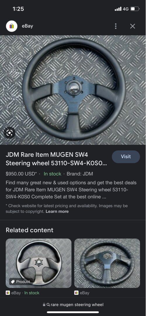 (Rare item) Mugen SW4 Original Steering Wheel, Auto Accessories on ...