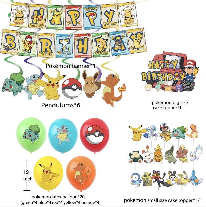 (Ready Stock)Pokemon Theme Birthday Decor Set, Hobbies & Toys ...
