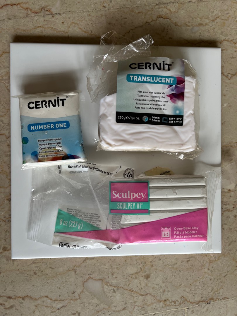 Sculpey Polymer Clay White and Cernit Translucent, Hobbies & Toys ...
