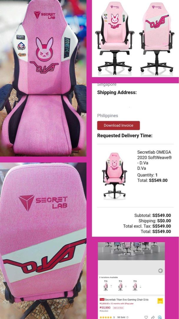 Secret lab d.va gaming chair, Furniture & Home Living, Furniture ...