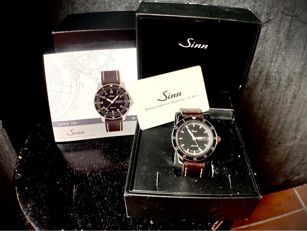 Sinn 104 Classic Pilot Flieger Watch Full Box, Card, Sinn Leather Strap ...