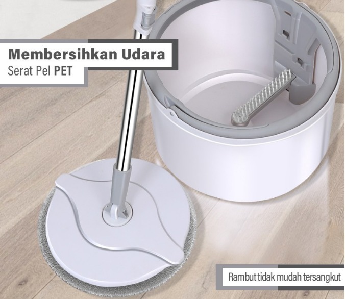 Spin Mop Alat Pel Lantai Kain Pel Alat Pembersih Praktis Pel-pelan ...
