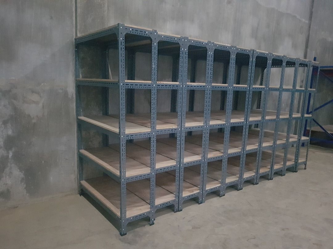 Steel rack slotted steel racks wood shelves heavy duty commercial made ...