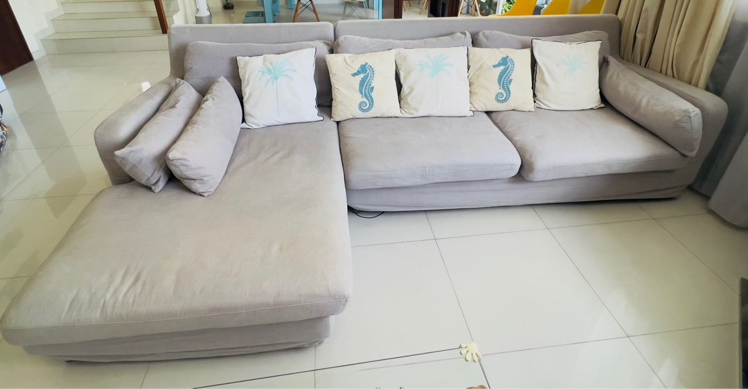 Super comfortable grey 4-seater sofa/ couch, Furniture & Home Living ...
