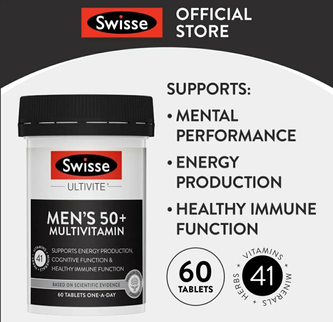 Swisse Ultivite Men's 50+ Multivitamin, Health & Nutrition, Health Supplements, Vitamins ...