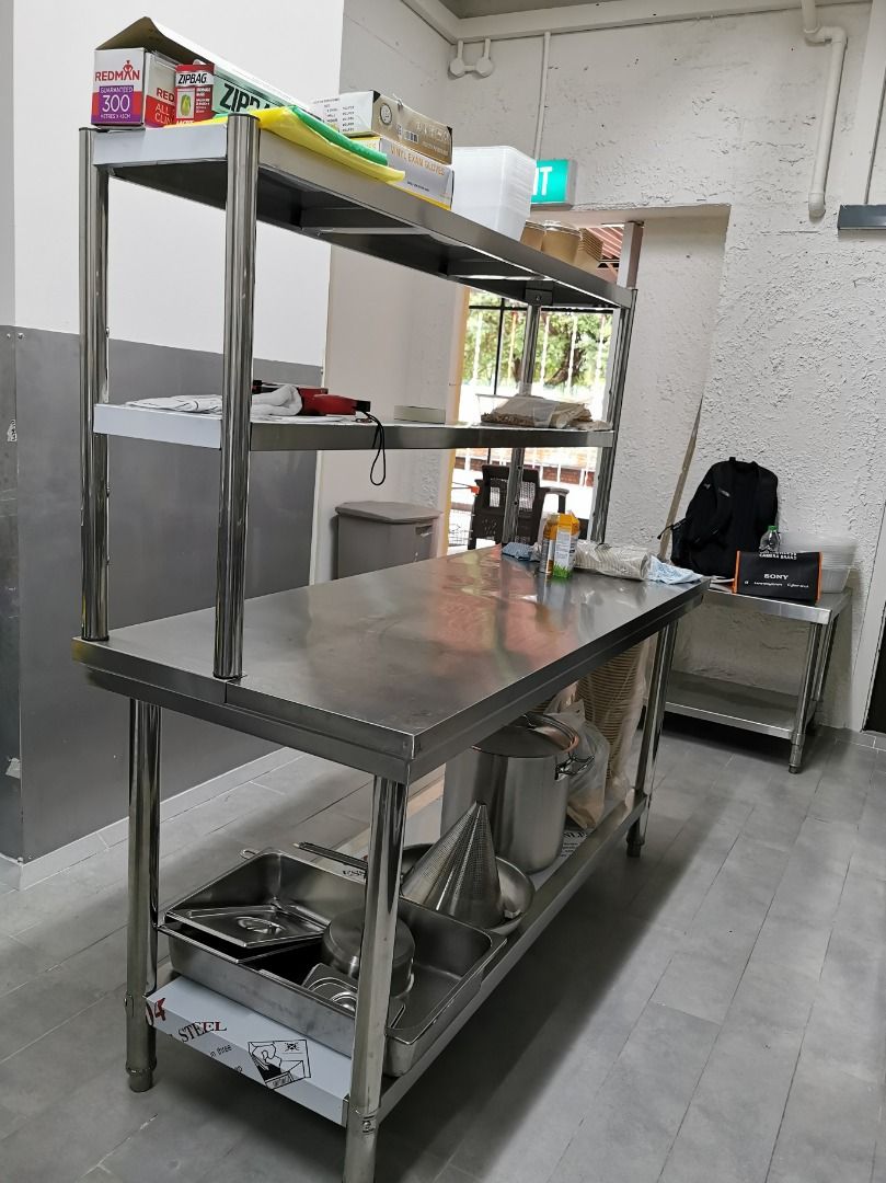 Table with Overshelf Stainless Steel Kitchen Table with Overshelf Rack ...
