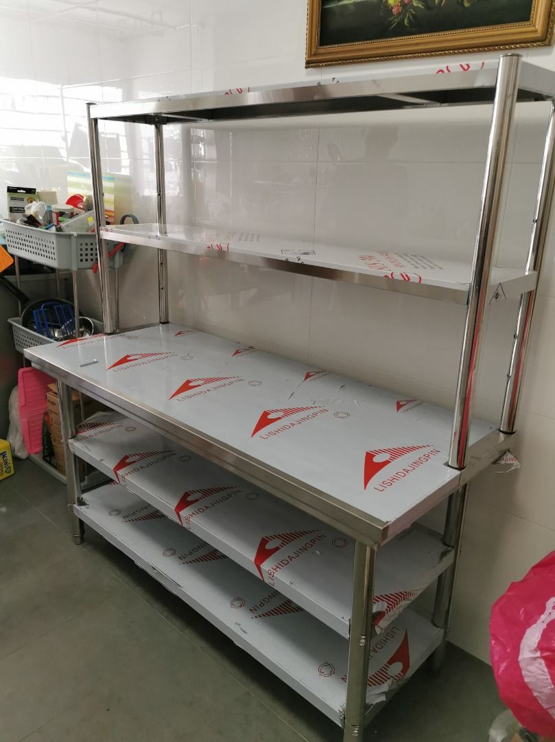 Table with Overshelf Stainless Steel Kitchen Table with Overshelf Rack ...