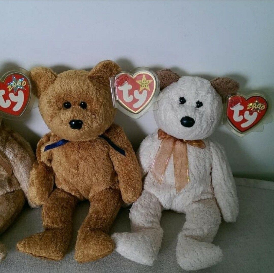 TY Beanies Babies Collection Bears Soft Toys Cashew Bear Fuzz Bear ...