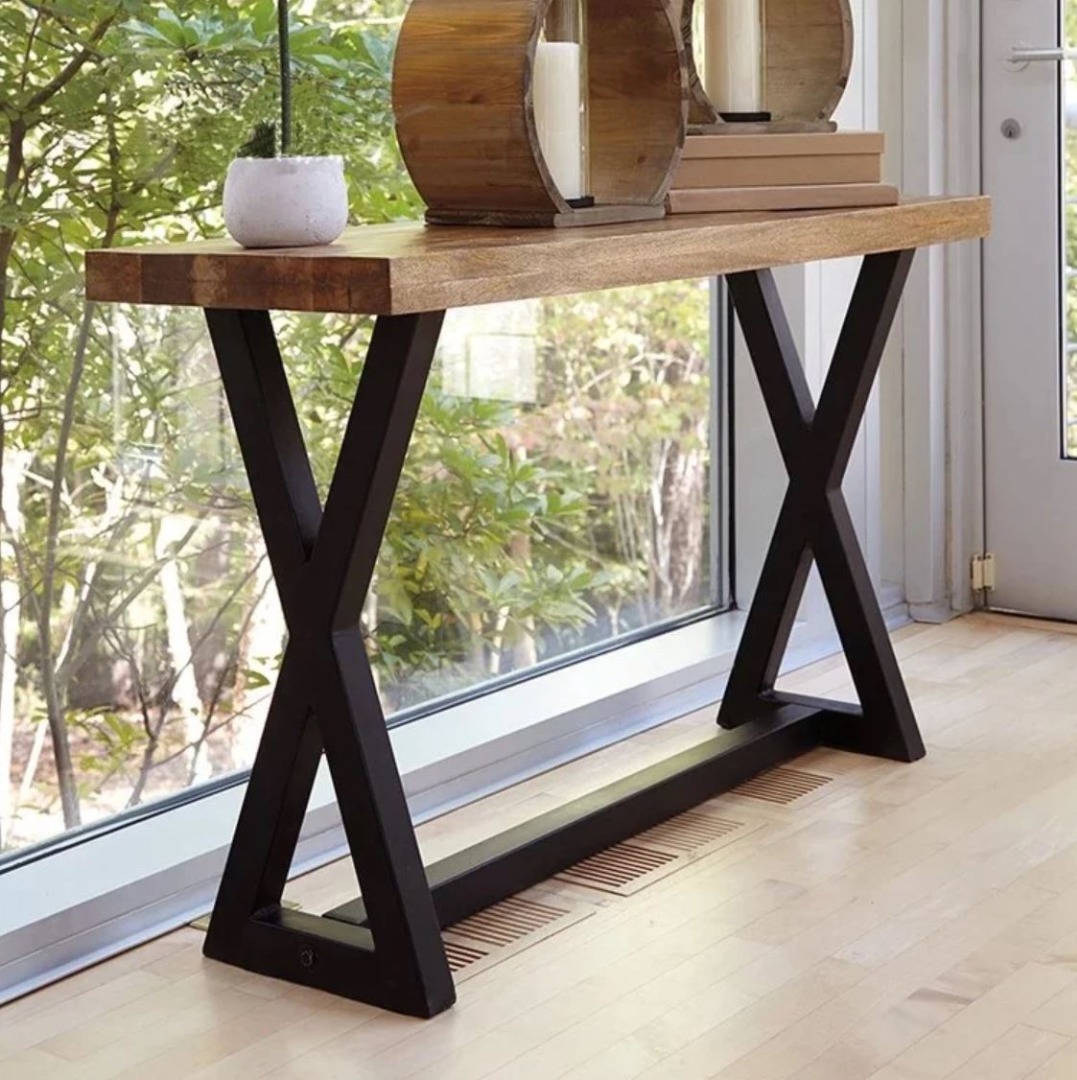 TYLER Modern Industrial Solid Wood Hallway Console, Furniture & Home ...