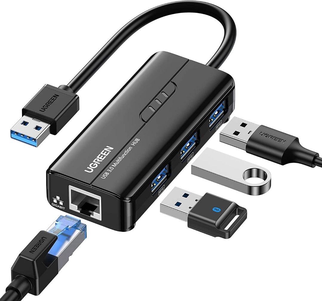UGREEN 4 in 1 USB Hub to Ethernet Adapter, Gigabit USB Ethernet Hub to ...