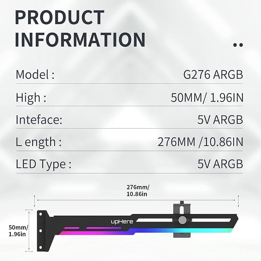 upHere 5V 3PIN Addressable RGB Graphics Card GPU Brace Support Video ...