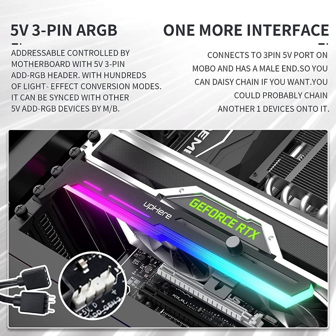upHere 5V 3PIN Addressable RGB Graphics Card GPU Brace Support Video ...