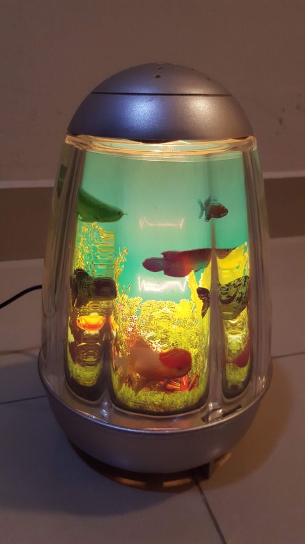 VINTAGE REVOLVING MOTION MOVING FISH IN CORAL REEF AQUARIUM NIGHT LIGHT ...