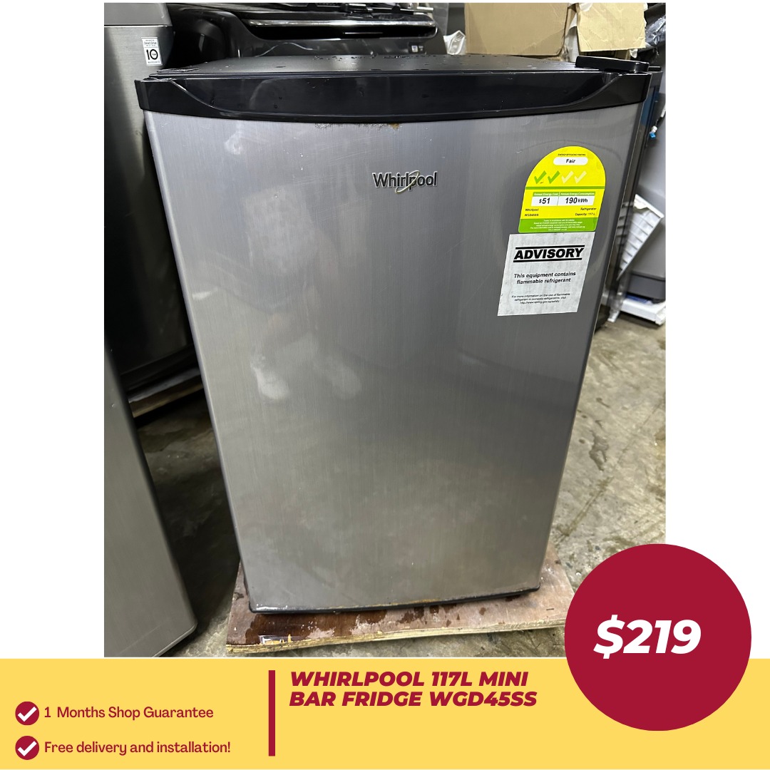WHIRLPOOL 117L MINI BAR FRIDGE WGD45SS, TV & Home Appliances, Kitchen ...