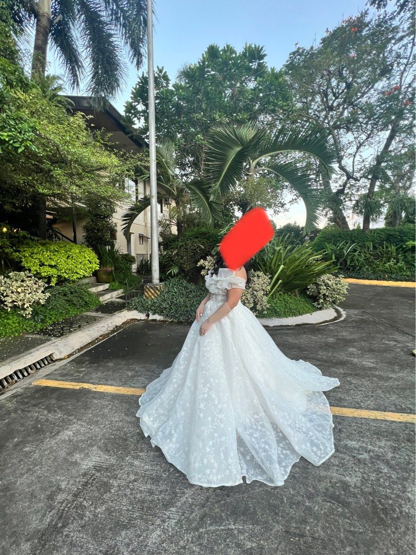 White sagala debut ball gown on Carousell