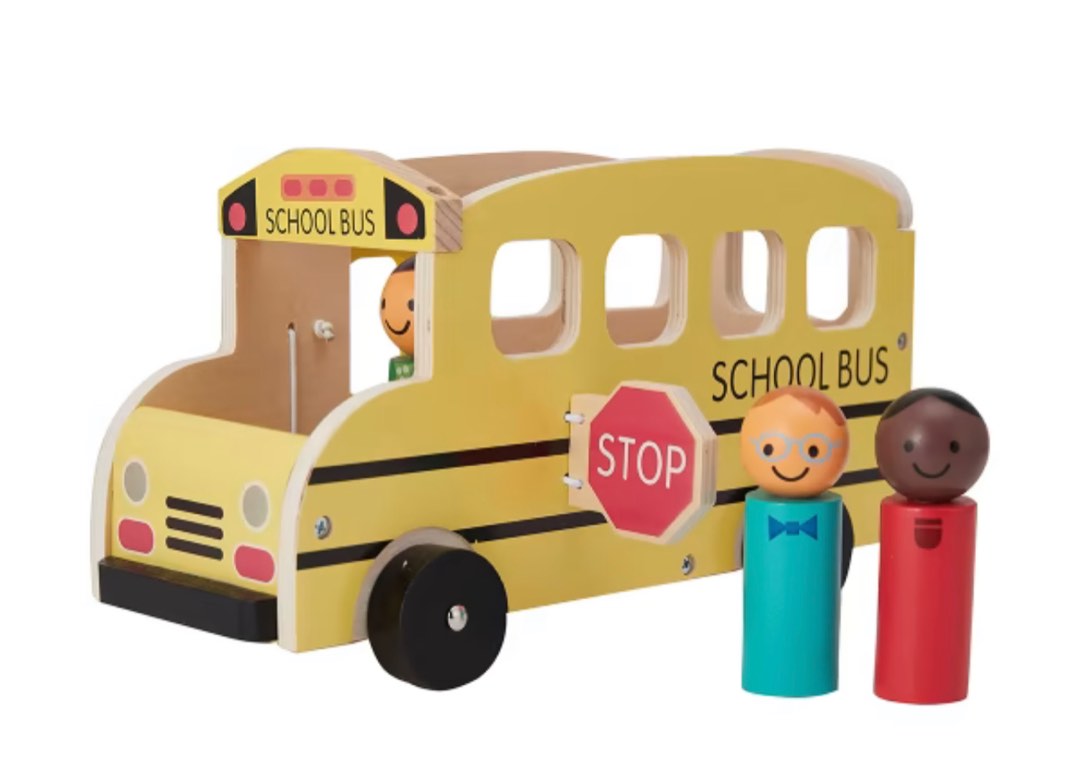 Wooden Yellow School Bus, Hobbies & Toys, Toys & Games on Carousell