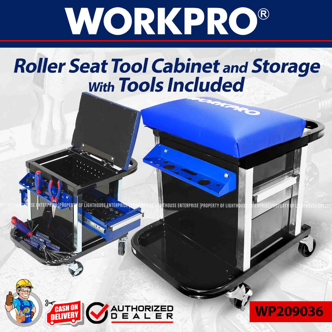 WORKPRO Roller Seat Tool Cabinet and Storage With Tools Included (WP209036) *LIGHTHOUSE ...