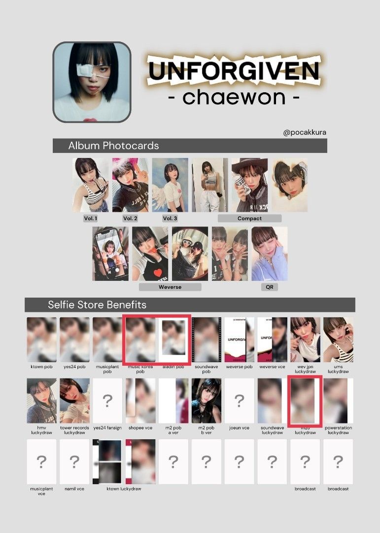 [wts/lfb] le sserafim chaewon unforgiven pobs, Hobbies & Toys ...