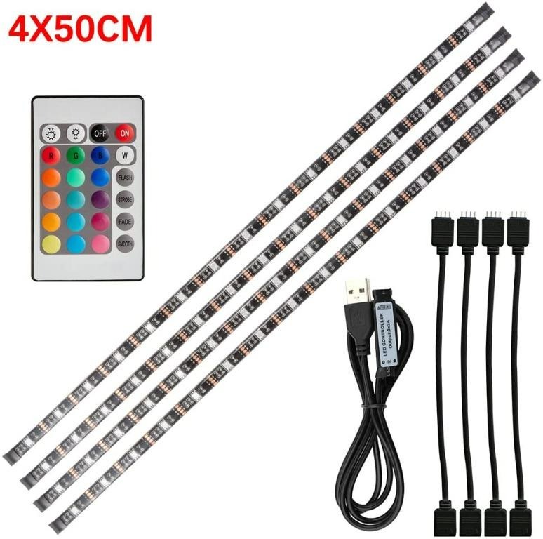 1015) 4PCS 0.5M LED STRIP LIGHT FLEXIBLE 5050 RGB USB LED TV BACKGROUND ...