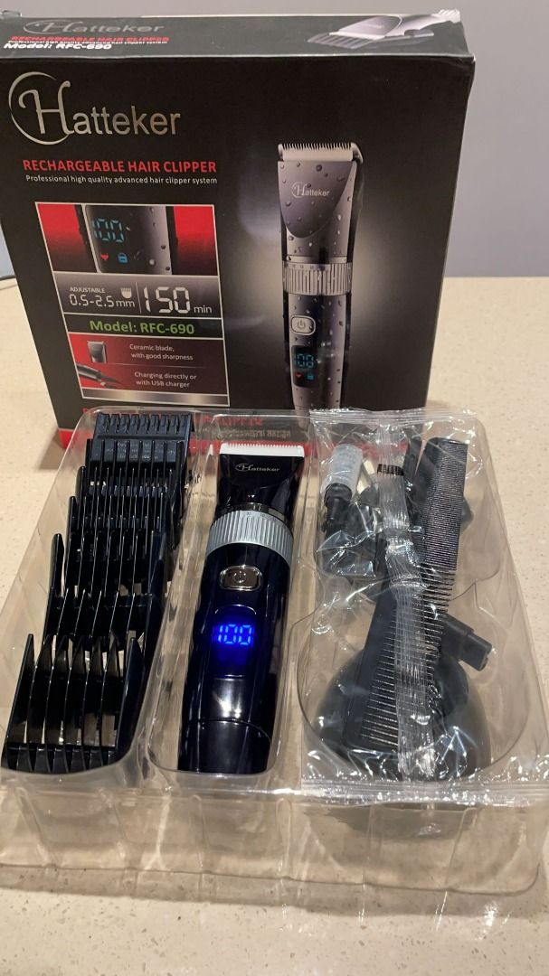 1804) HATTEKER CORDLESS HAIR TRIMMER, PROFESSIONAL HAIR CLIPPER BEARD ...