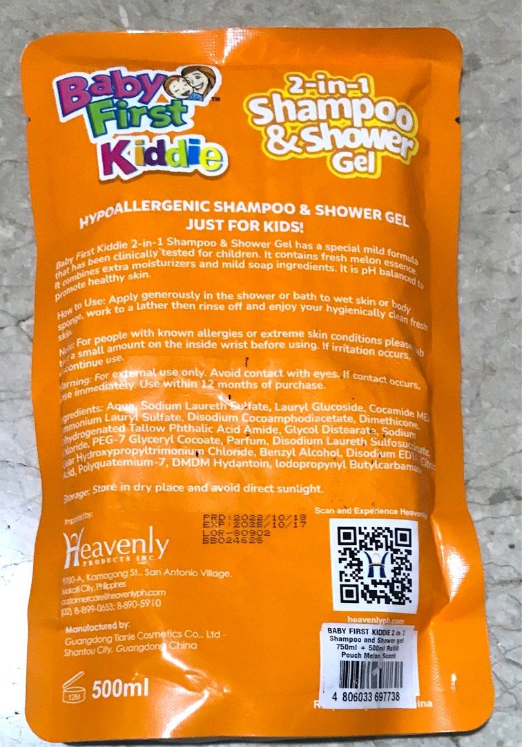 500mL Refill Baby First Fresh Melon Kiddie Shampoo and Shower Gel 2-in ...