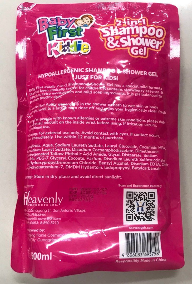 500mL Refill Baby First Strawberry Kiddie Shampoo and Shower Gel 2-in-1 ...