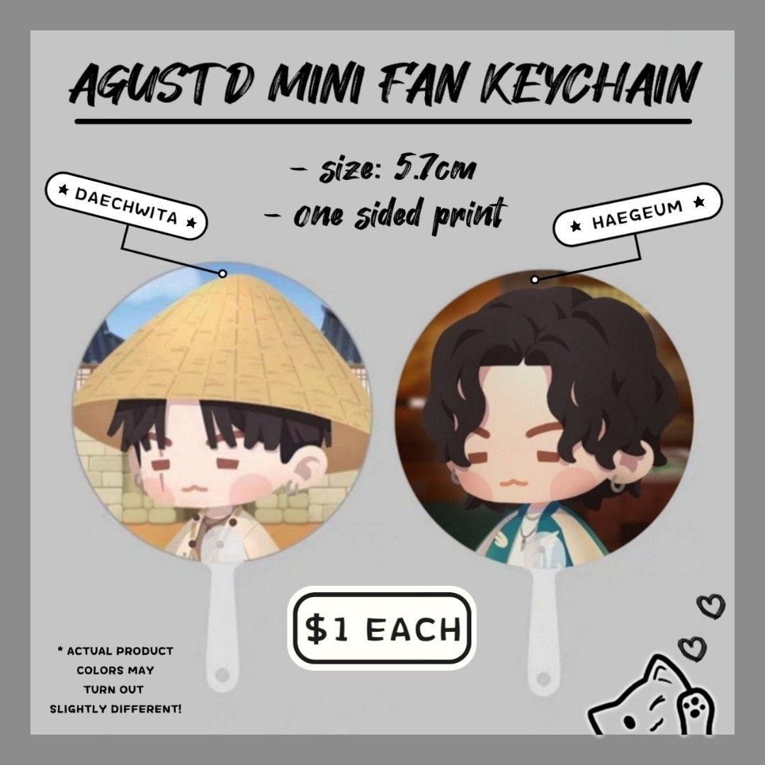 [ PO ] BTS SUGA AGUST D DAECHWITA HAEGEUM MINI FAN KEYCHAIN, Hobbies ...