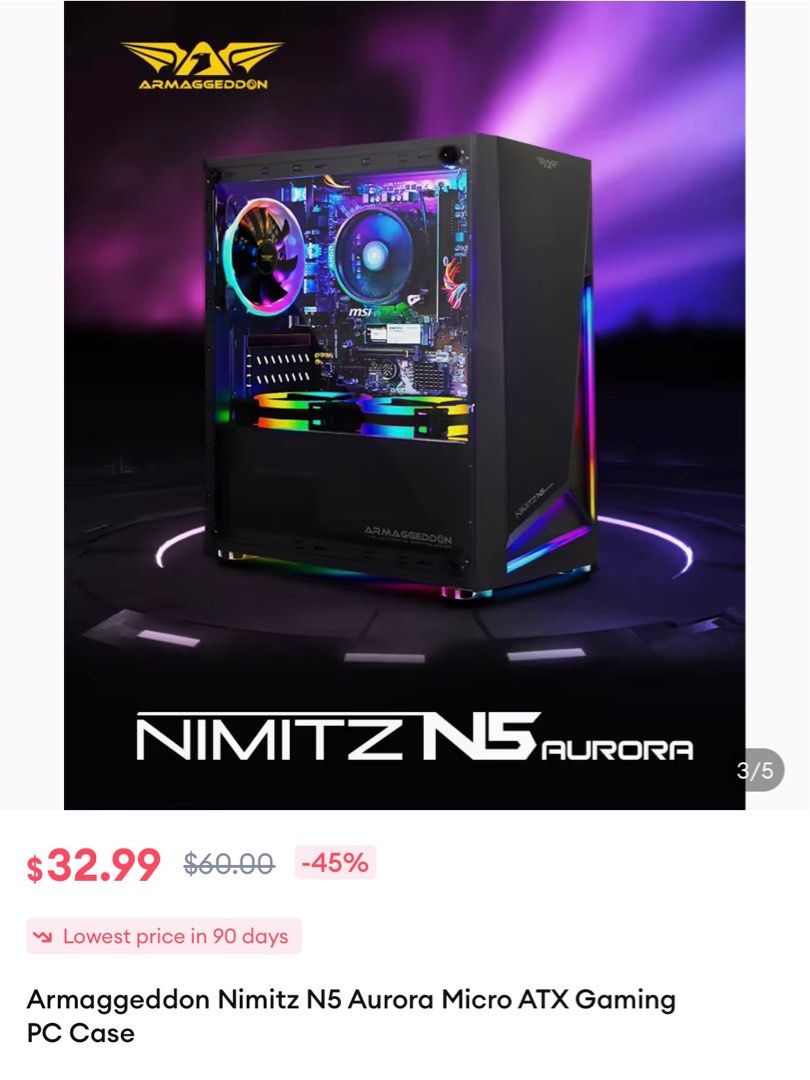 Amageddon Nitmiz n5 Aurora Micro ATX gaming pc case, Computers & Tech ...