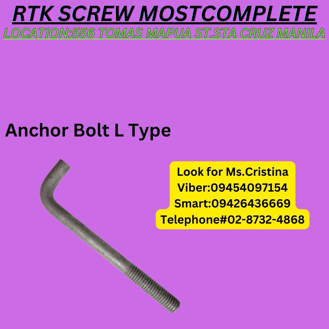 Anchor Bolt L Type, Commercial & Industrial, Construction Tools ...