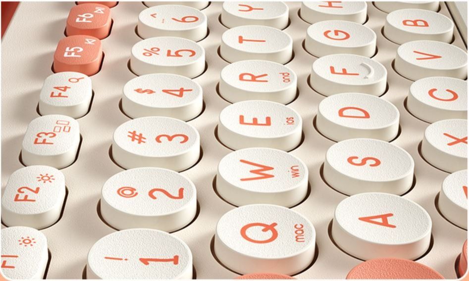 ASMR Retro Blutooth Wireless Keyboard - BOW K650D (Peach Pink) with ...