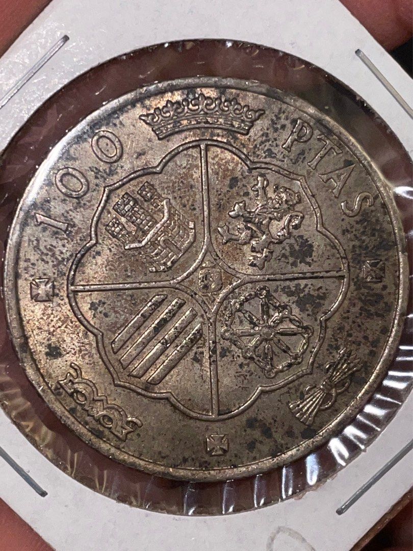AU 1966 100 pesetas silver coin Spain Francisco Franco collector, Hobbies & Toys, Memorabilia ...