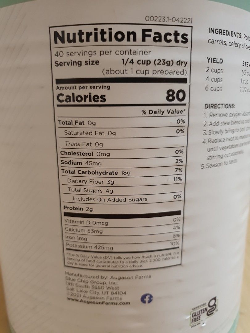 Augason Farms Vegetable Stew Long-term food Storage (more than 20 yrs ...