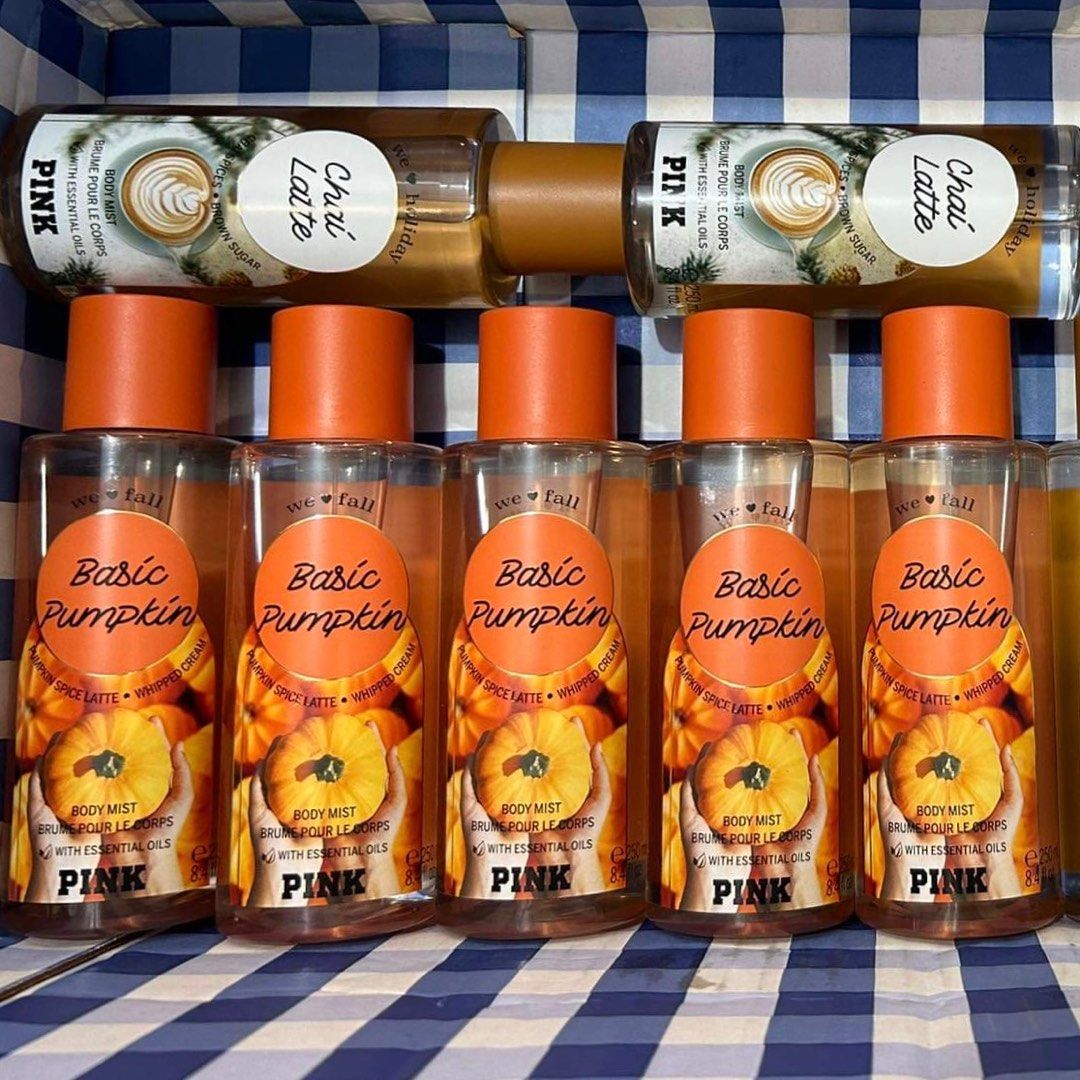 Authentic Victoria's Secret Pink Basic Pumpkin Body Mist 250ml on Carousell
