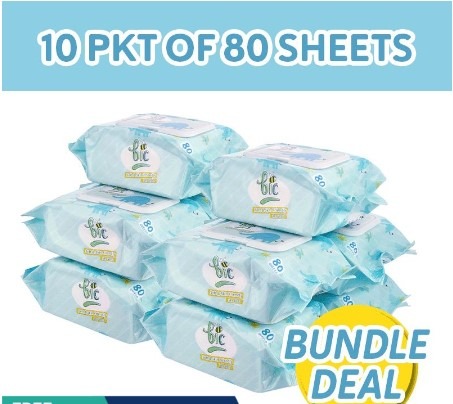 BIC BABY WET WIPES BUNDLE Soft, Skin & Pet Friendly (10 Cap Packets x ...