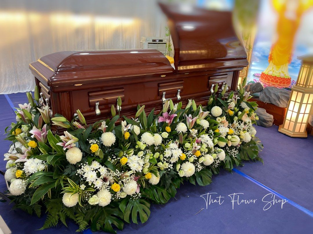 Casket Surround Fresh Flower Arrangement for Funeral Wake | Funeral ...